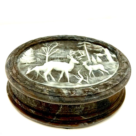 Vintage | Storage & Organization | Vintage Beautiful Handcarved Incolay ...